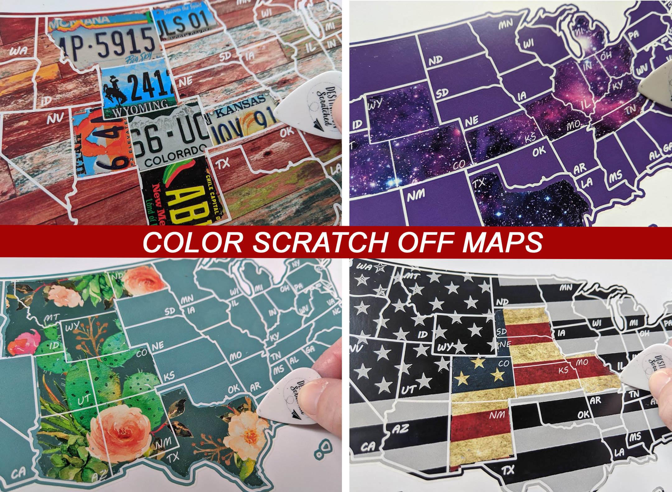 Digital Prints Mini US Scratch Off Maps; Scratch-Off United States ...