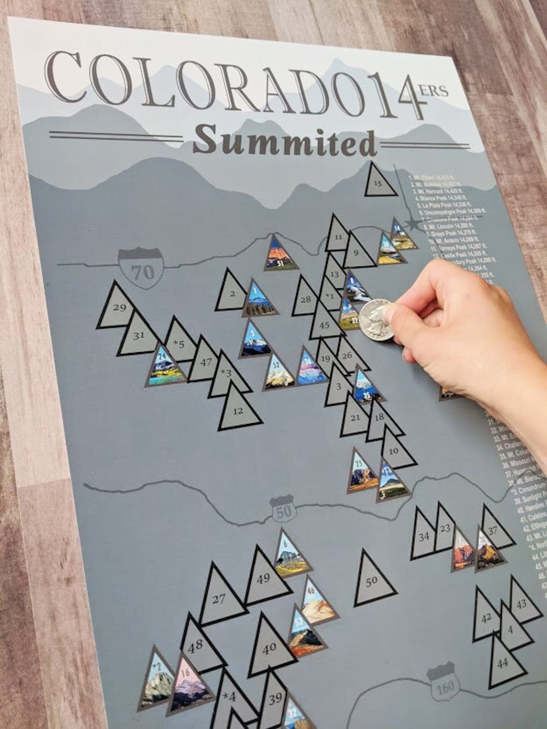 Colorado 14ers Scratch off Map: Peak Bagger Tracker, Fourteeners ...