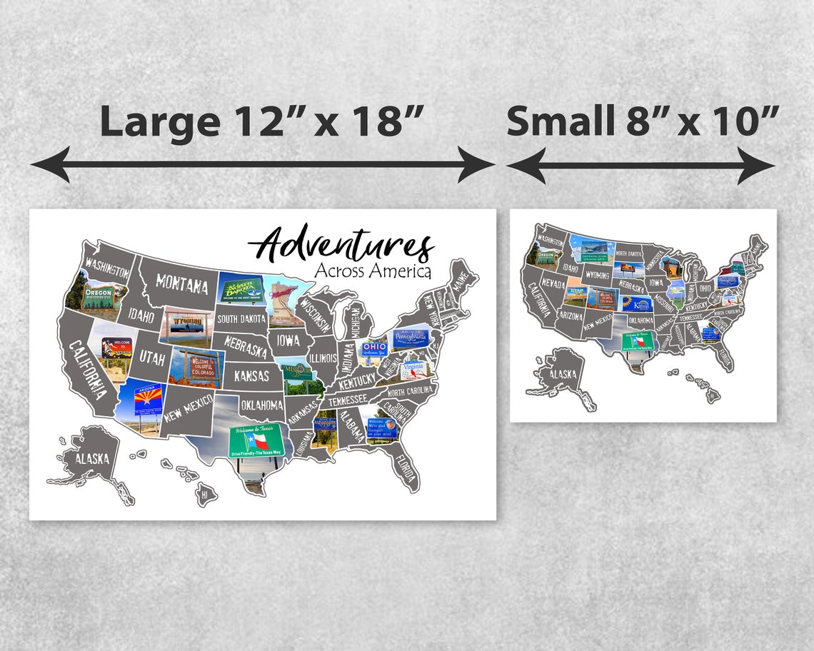 State Border Signs Scratch off Map State Welcome Signs of - Etsy