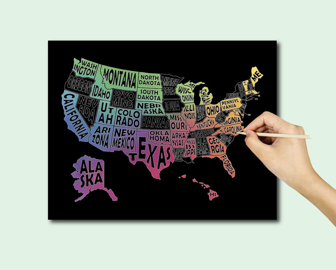 50 States Scratch off Map: United States Travel Tracker - Etsy