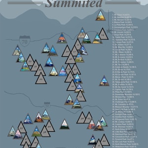 Colorado 14ers Scratch off Map: Peak Bagger Tracker, Fourteeners ...