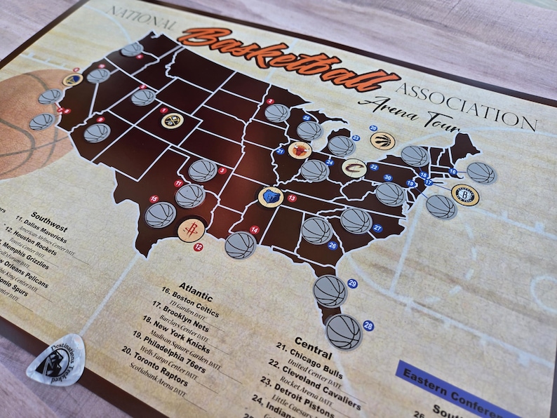 Scratch off Basketball Arena Tour Map: Pro Basketball Fan Decor Gift ...