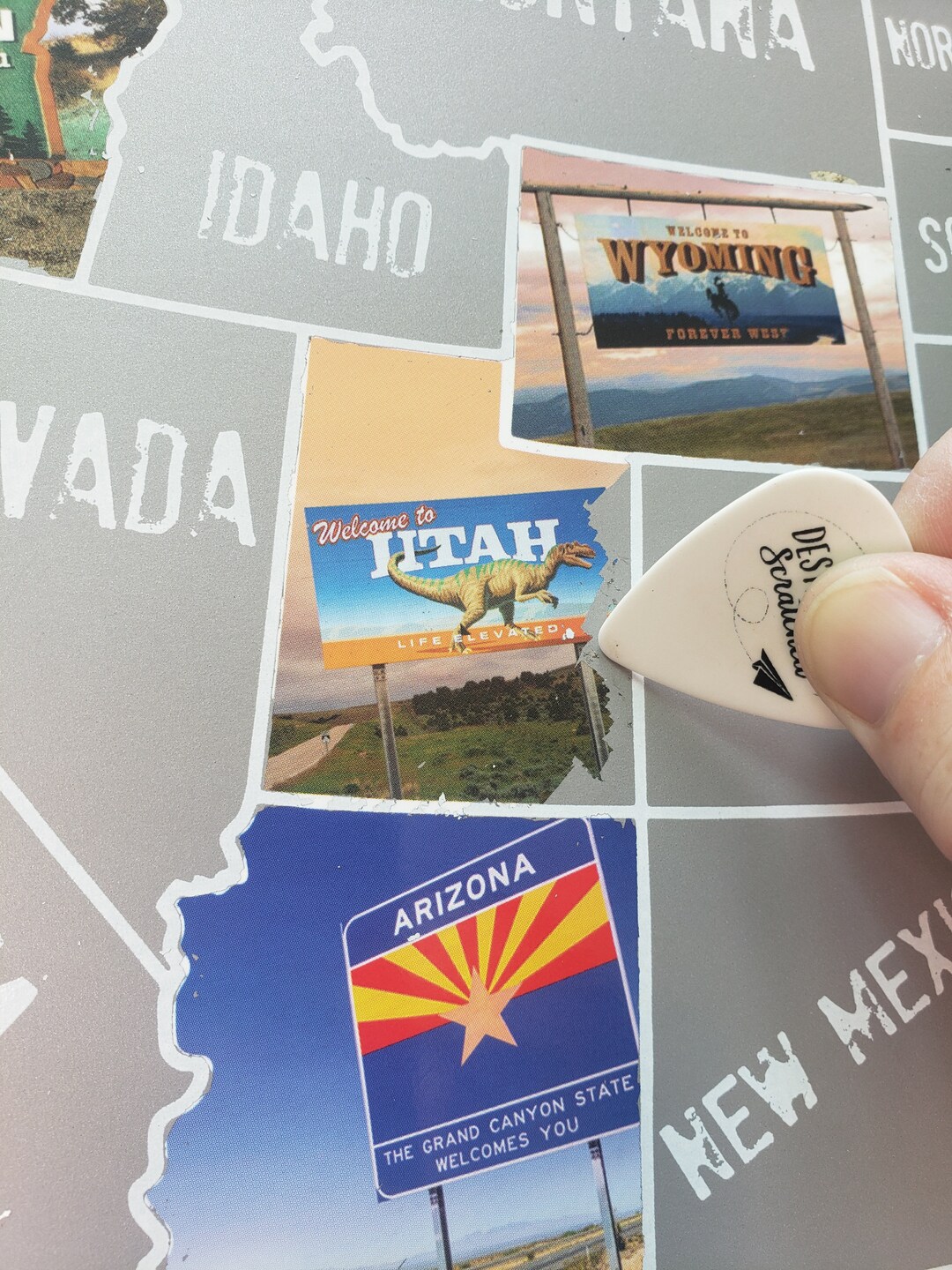 State Border Signs Scratch off Map; State Welcome Signs of United ...