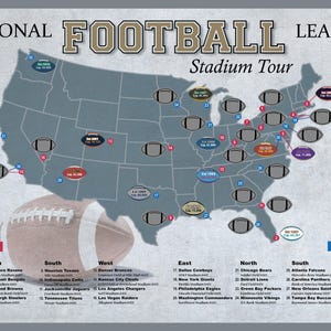 Pro Football Stadium Scratch off Map: Bucket List Poster (12x18 ...