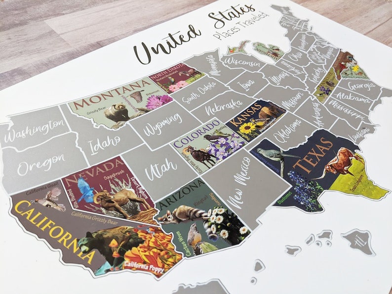 USA Scratch off Bucket List Map United States Symbols - Etsy