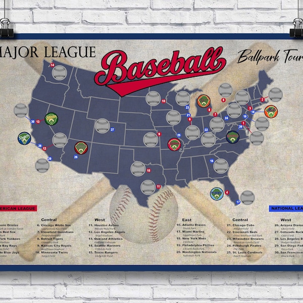 Baseball Park Map - Etsy