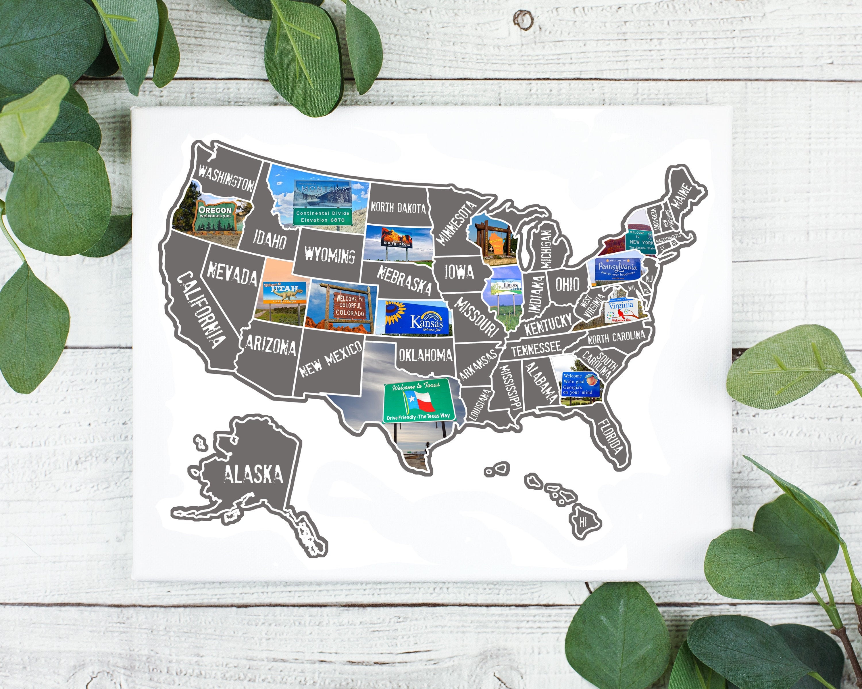 State Border Signs Scratch off Map State Welcome Signs of - Etsy