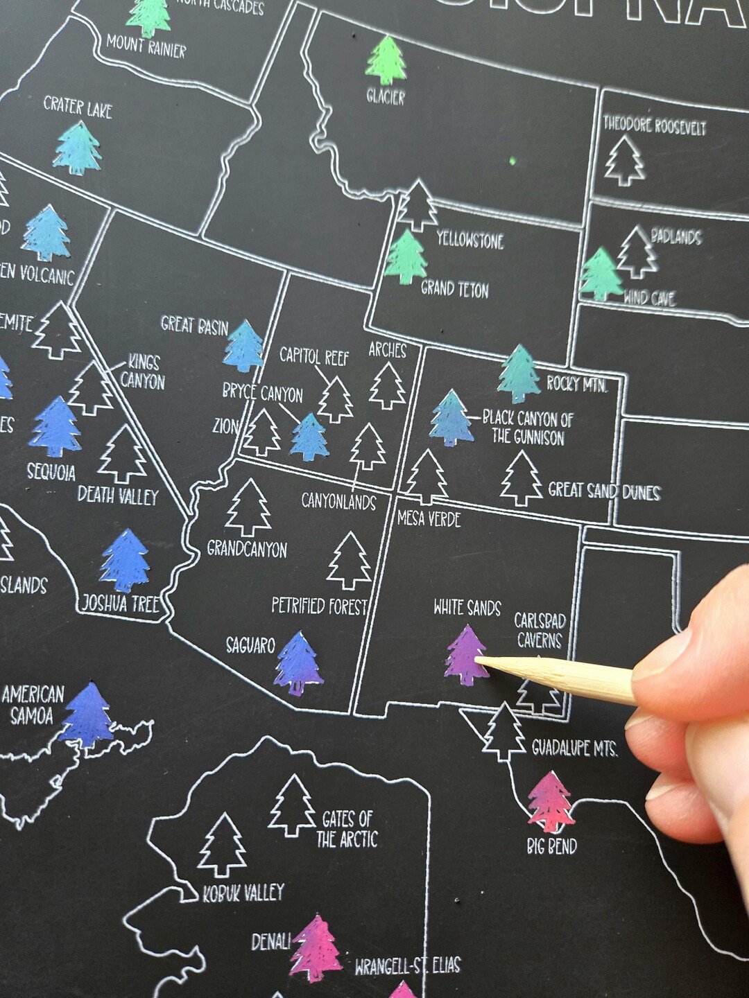 National Parks Scratch off Poster: Travel Bucket List Map, Scratch Art ...