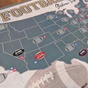 Pro Football Stadium Scratch off Map: Bucket List Poster (12x18 ...