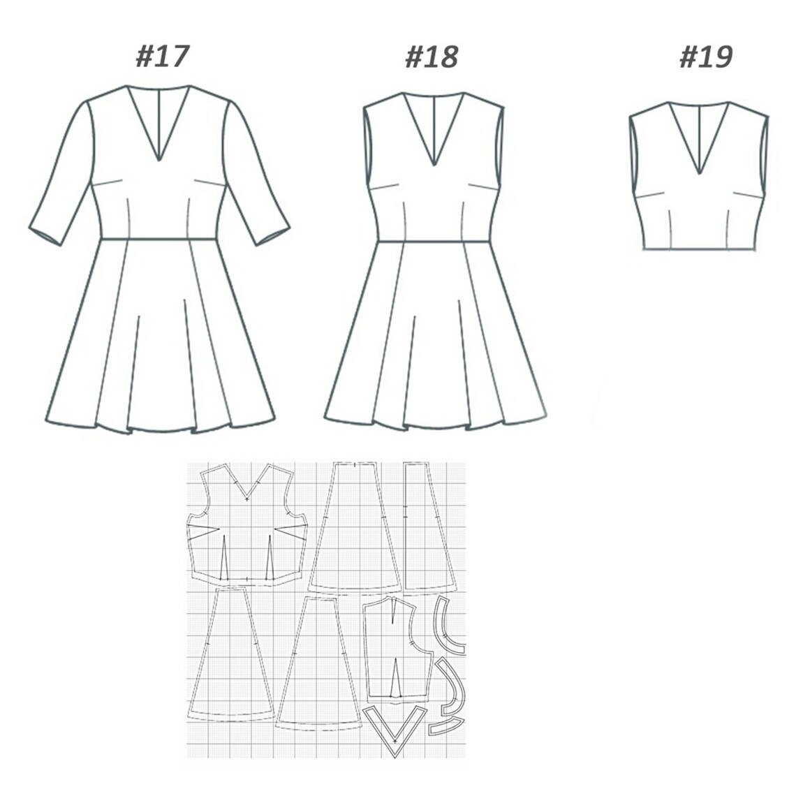 Basic Sewing Pattern for Dress Shirt Skirt Shorts V-neck - Etsy Canada