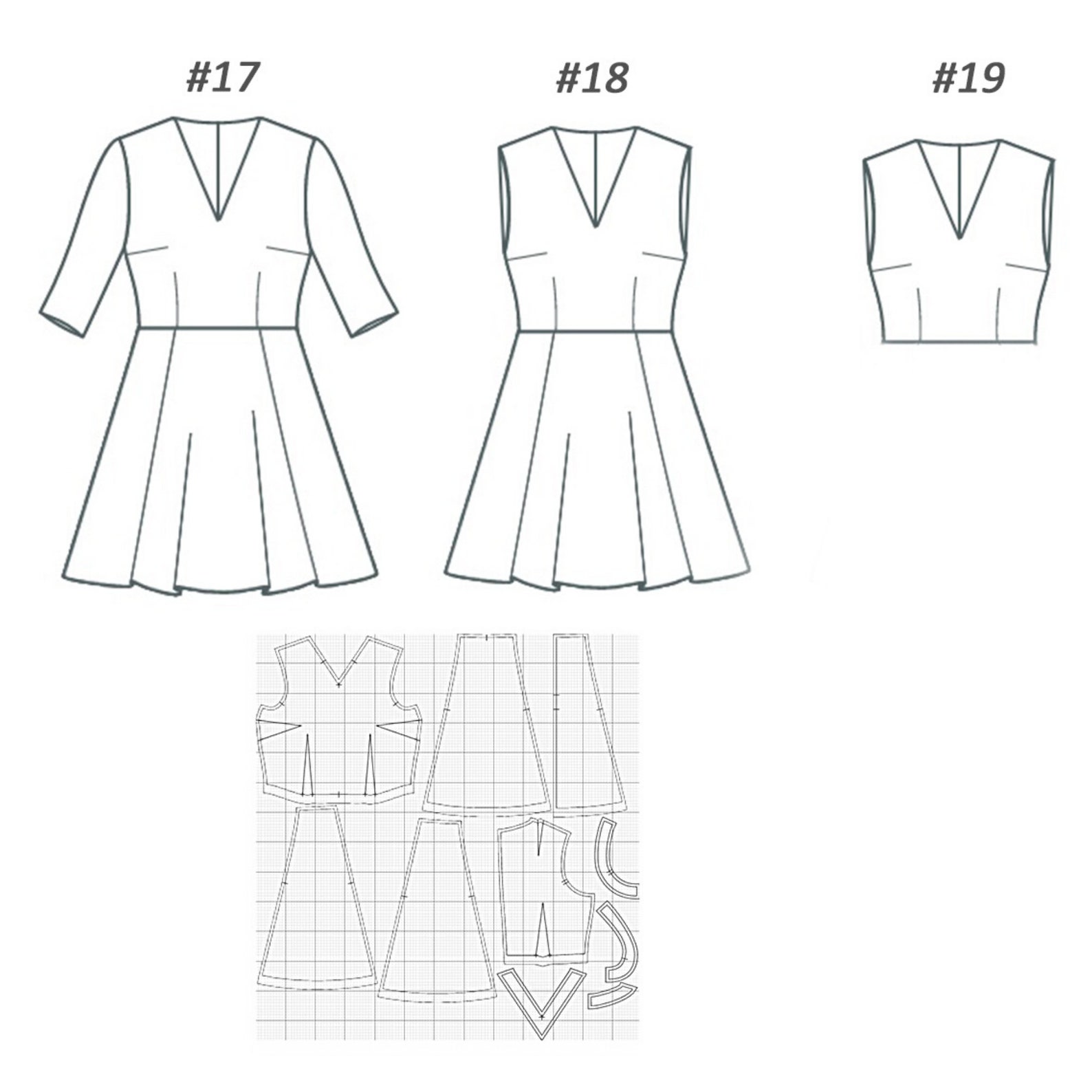 Basic Sewing Pattern for Dress Shirt Skirt Shorts V-neck - Etsy Canada