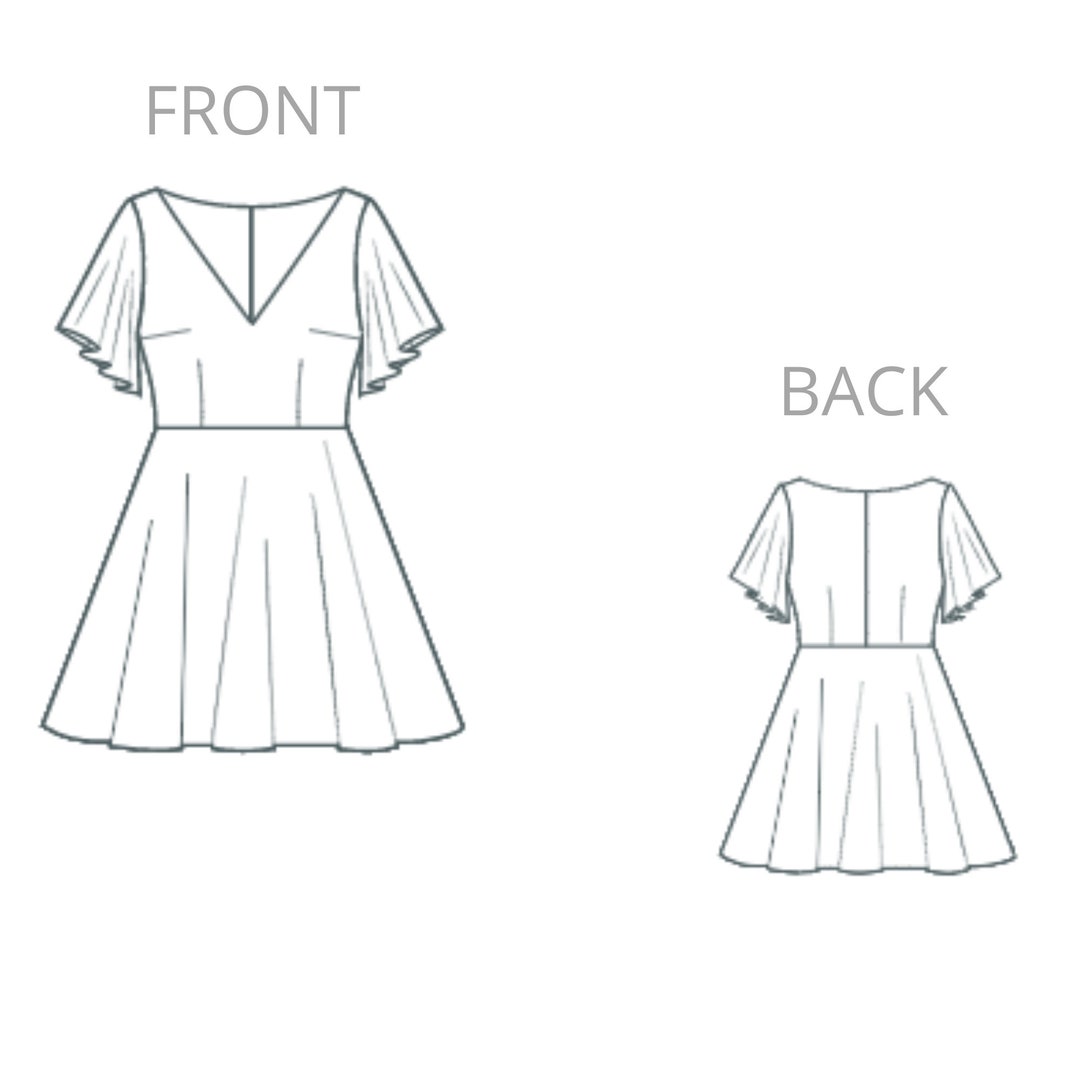 Flowy V-neck Summer Dress With Sleeves Sewing Pattern for Women. Pdf ...