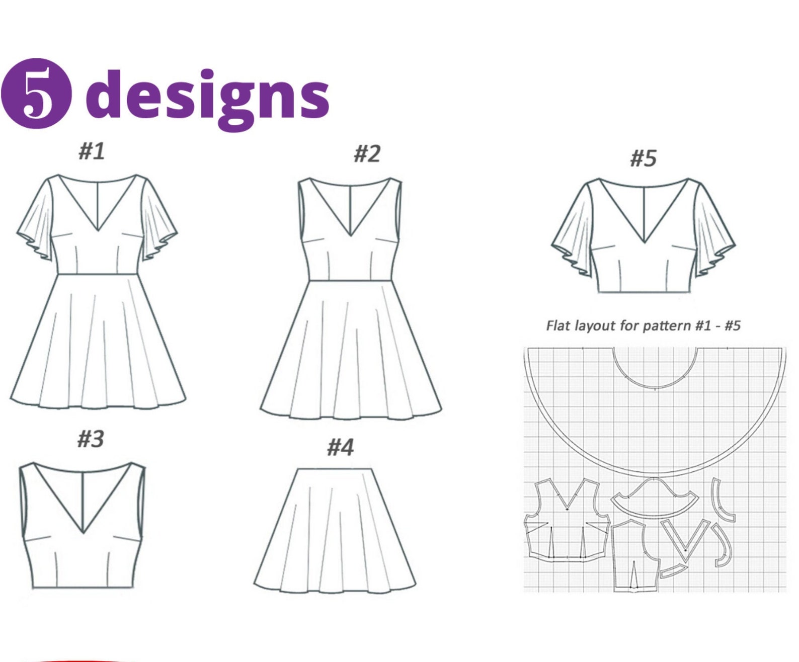 Flowy V-neck Summer Dress With Sleeves Sewing Pattern for Women. Pdf ...