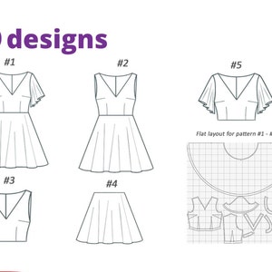 Flowy V-neck Summer Dress With Sleeves Sewing Pattern for Women. Pdf ...