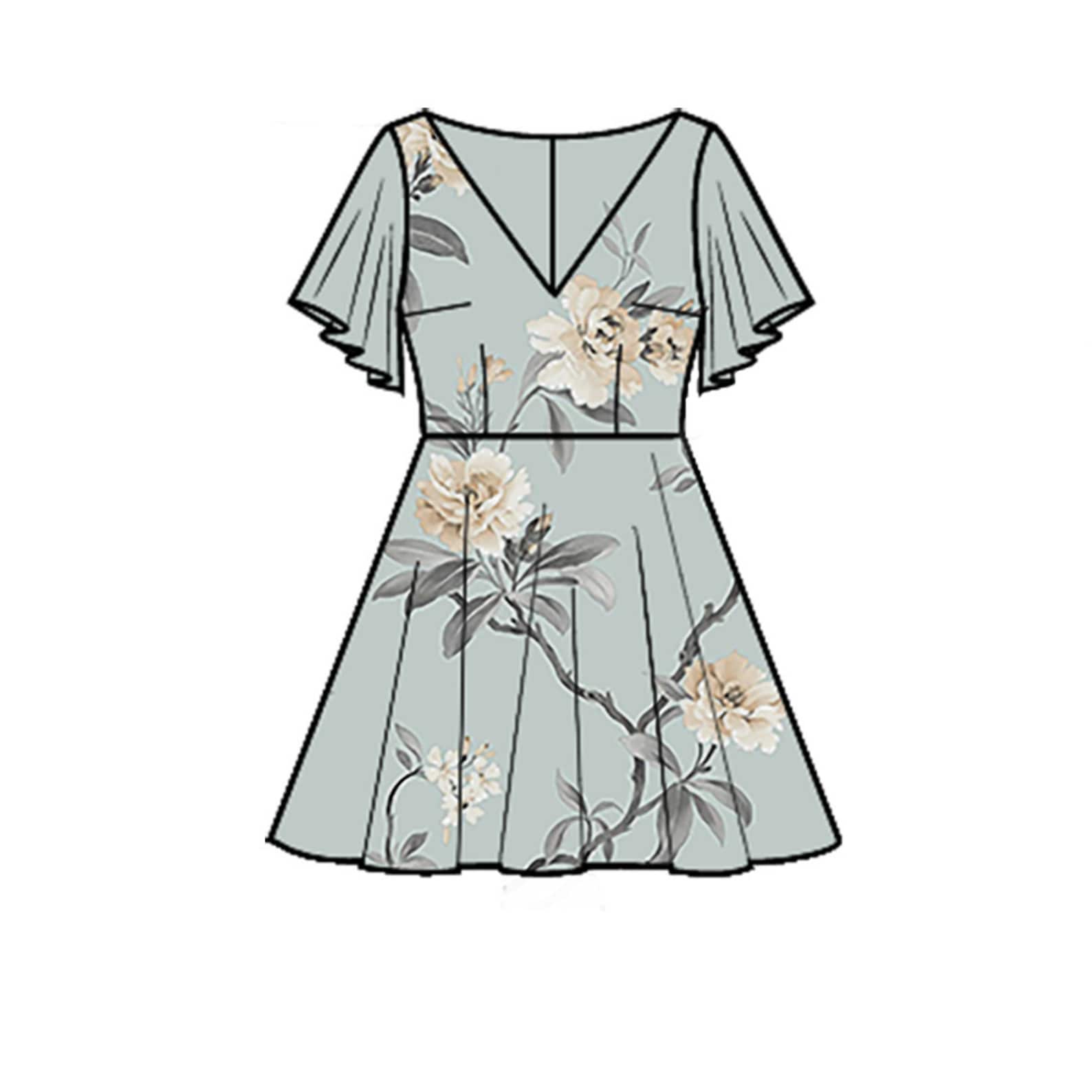 Flowy V-neck Summer Dress With Sleeves Sewing Pattern for Women. Pdf ...