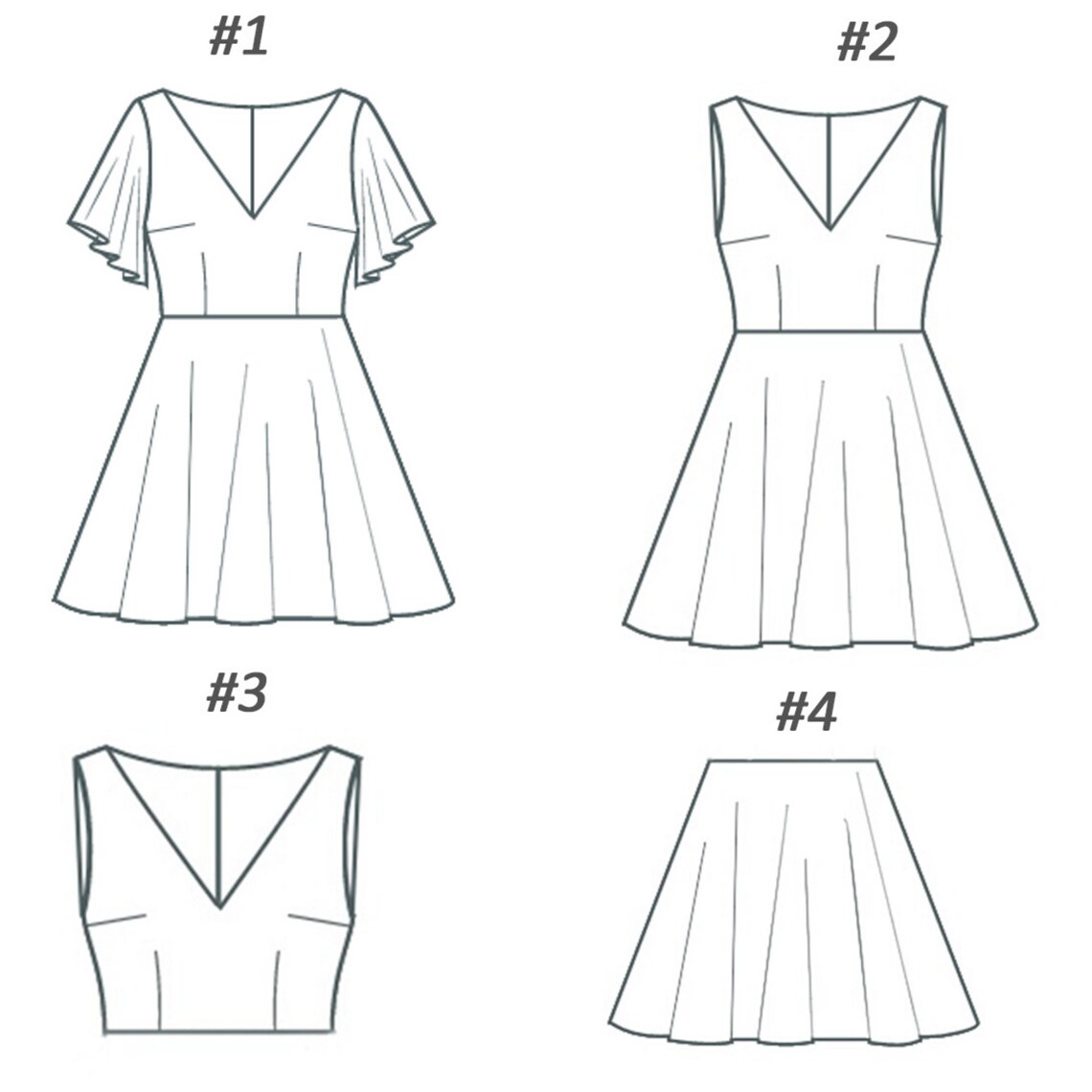 Basic Sewing Pattern for Dress Shirt Skirt Shorts V-neck - Etsy Canada