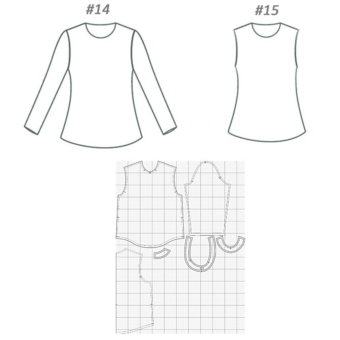 Basic Sewing Pattern for Dress Shirt Skirt Shorts V-neck - Etsy Canada