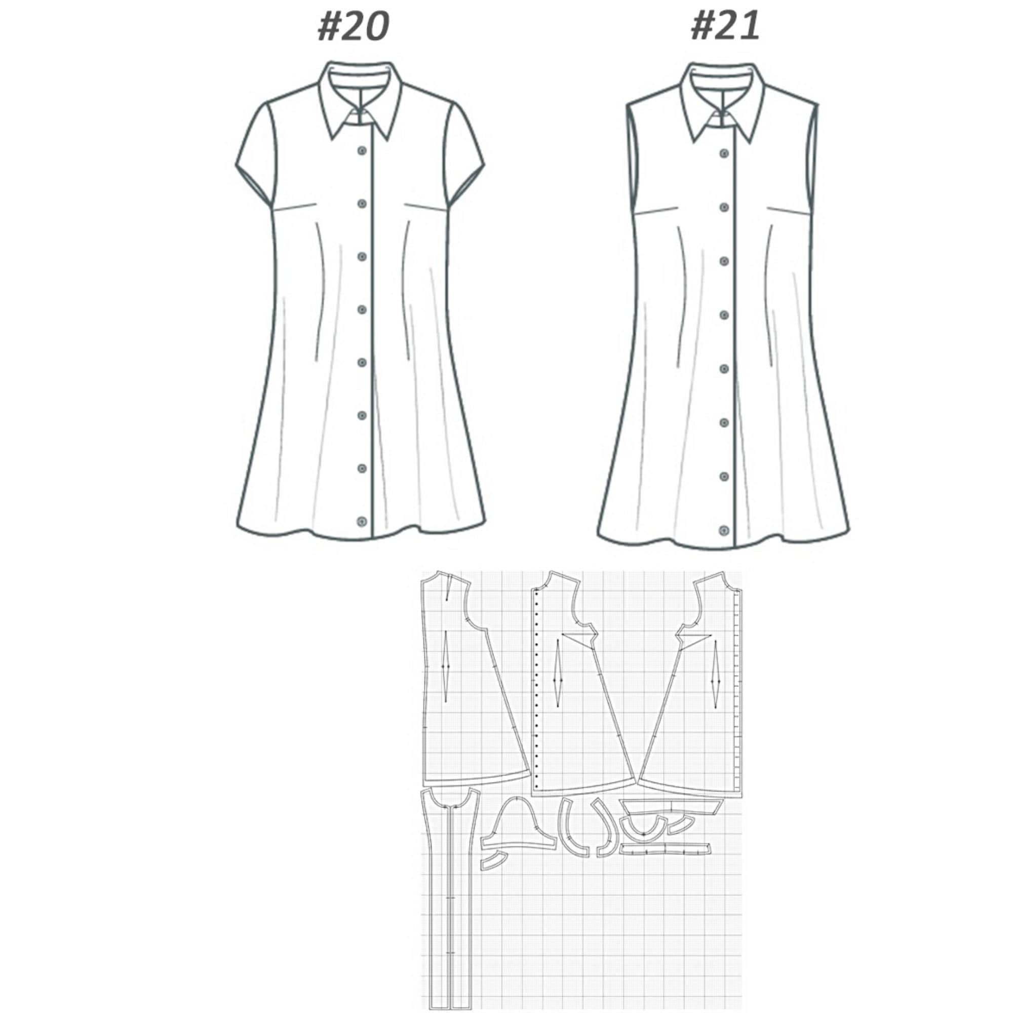 Basic Sewing Pattern for Dress Shirt Skirt Shorts V-neck - Etsy Canada