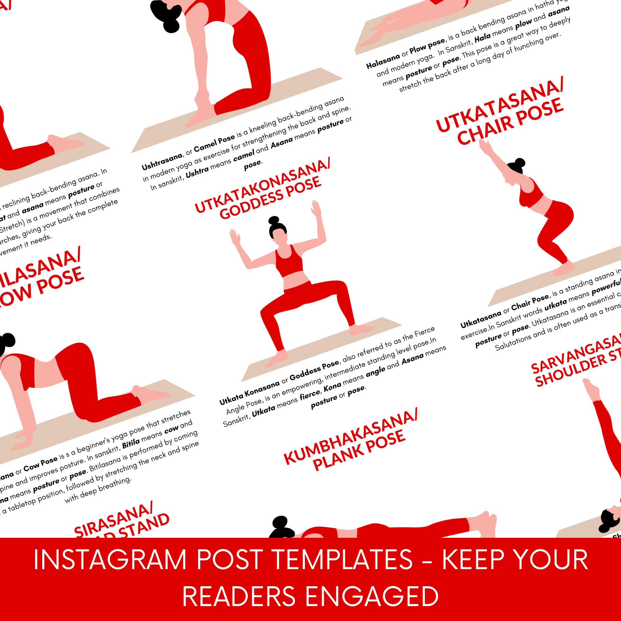 Yoga Poses Social Media |canva Template, Yoga Teacher Tools, Business ...
