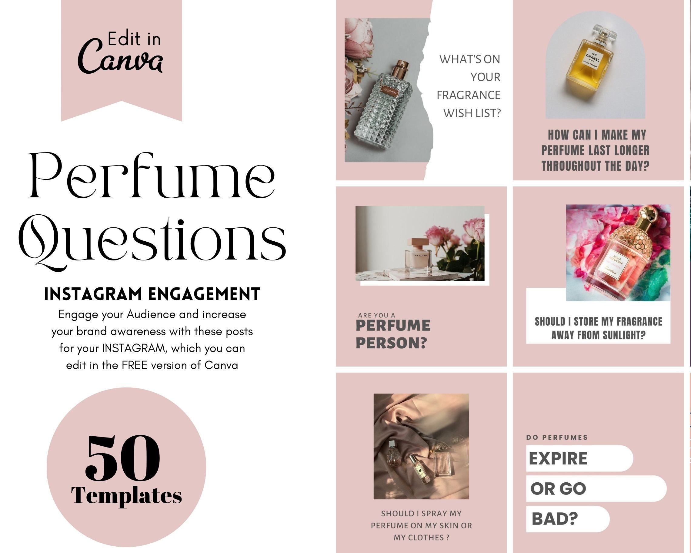 50 Perfume Questions Instagram Template | Perfume Social Media Post ...