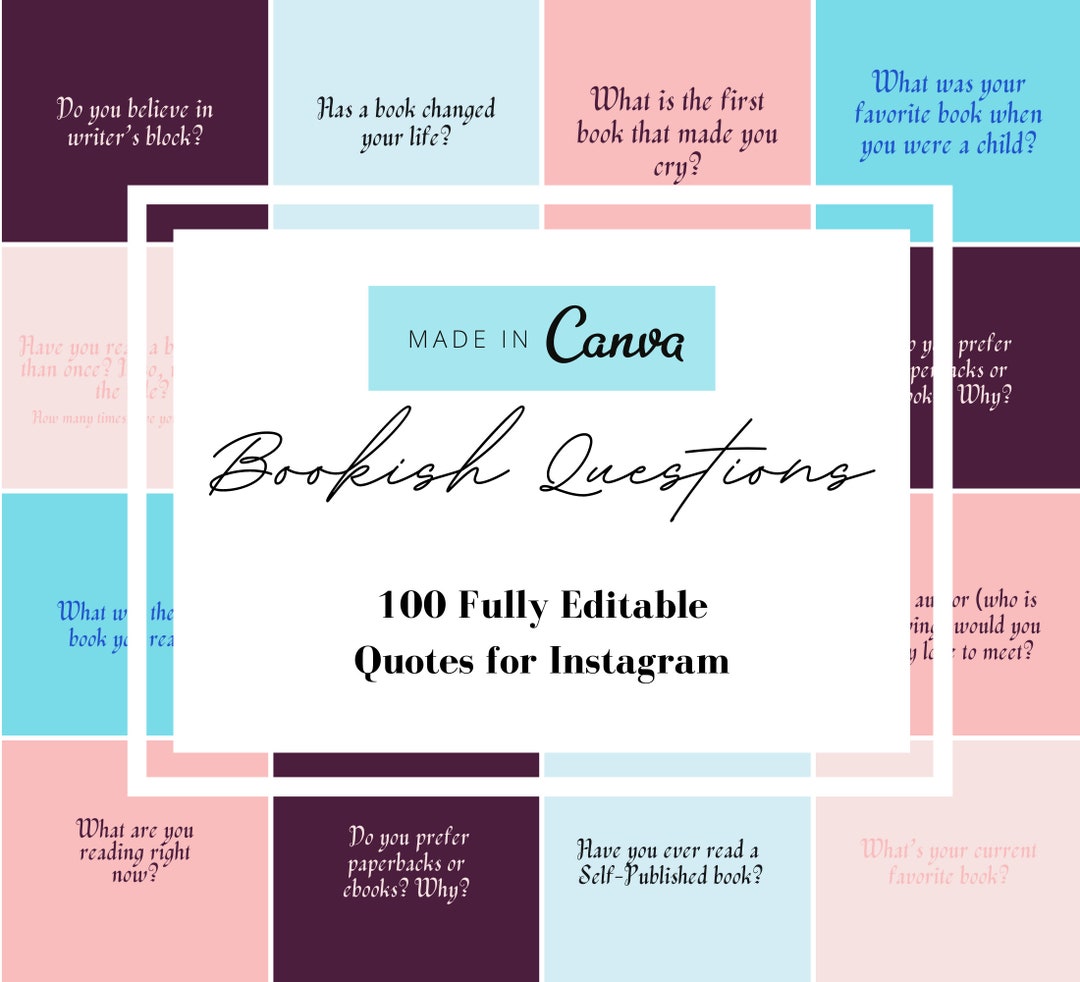 100 Instagram Post Template | Editable Bookish Questions | Instagram ...
