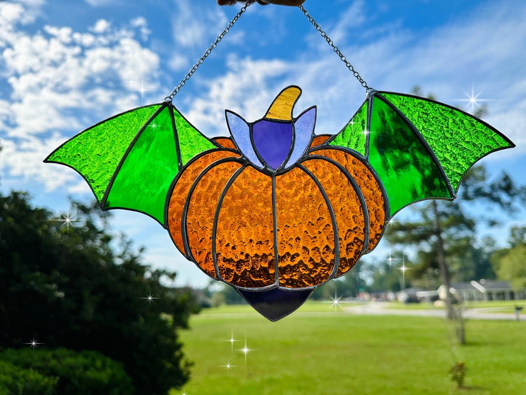 Stained Glass Bat Suncatcher: Pumpkin Costume, Halloween Decor - Etsy