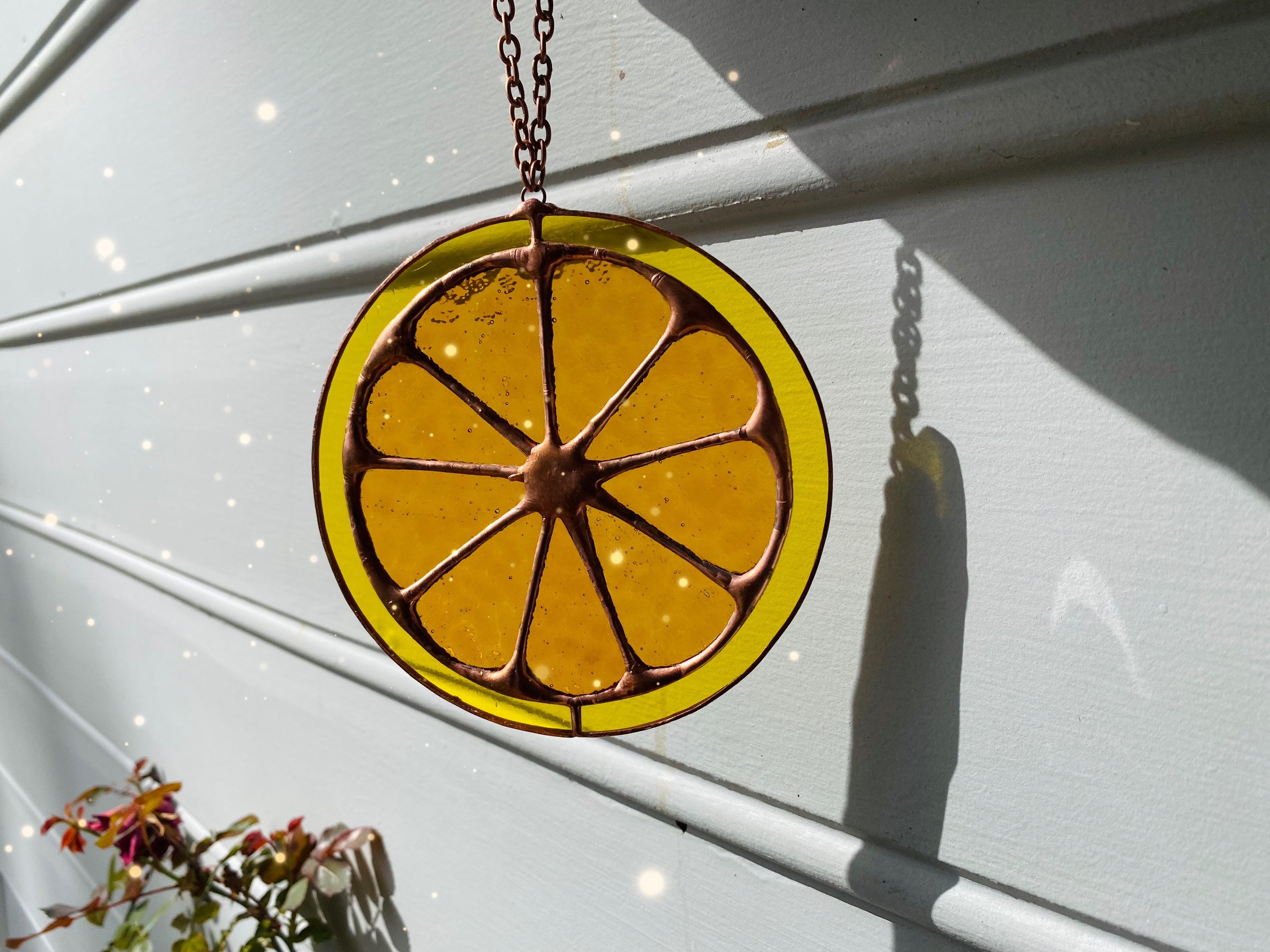 Large Stained Glass Lemon Slice Sun Catcher Ornament Glass | Etsy