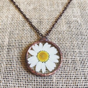 Real Daisy Stained Glass Necklace, Choice of Chain Length - Vintage ...