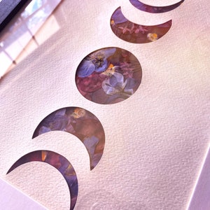 Pressed Flower Moon Phases Framed Artwork Vertical or Horizontal Layout ...