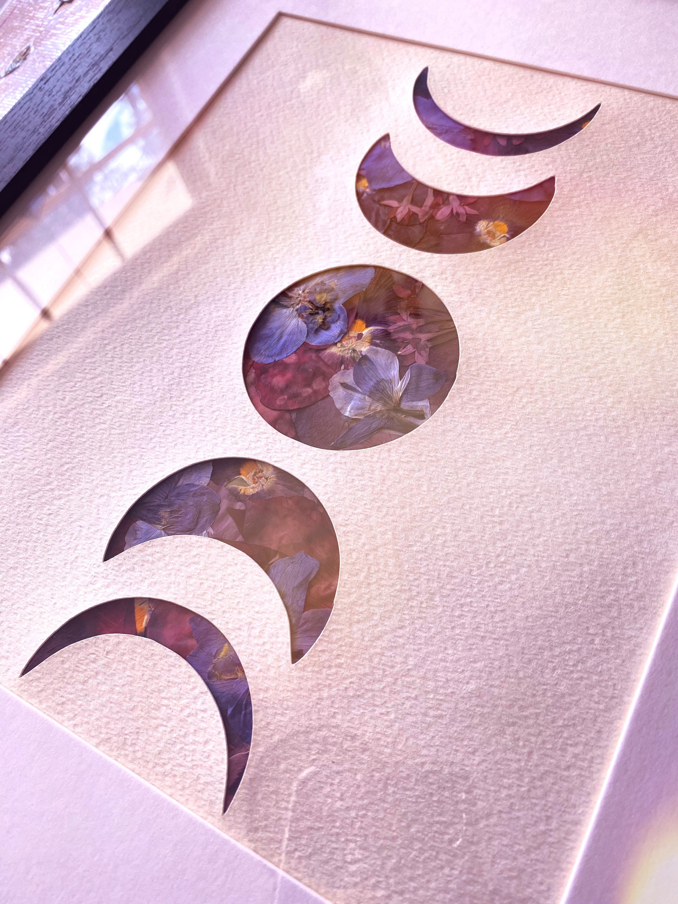 Pressed Flower Moon Phases Framed Artwork Vertical or Horizontal Layout ...