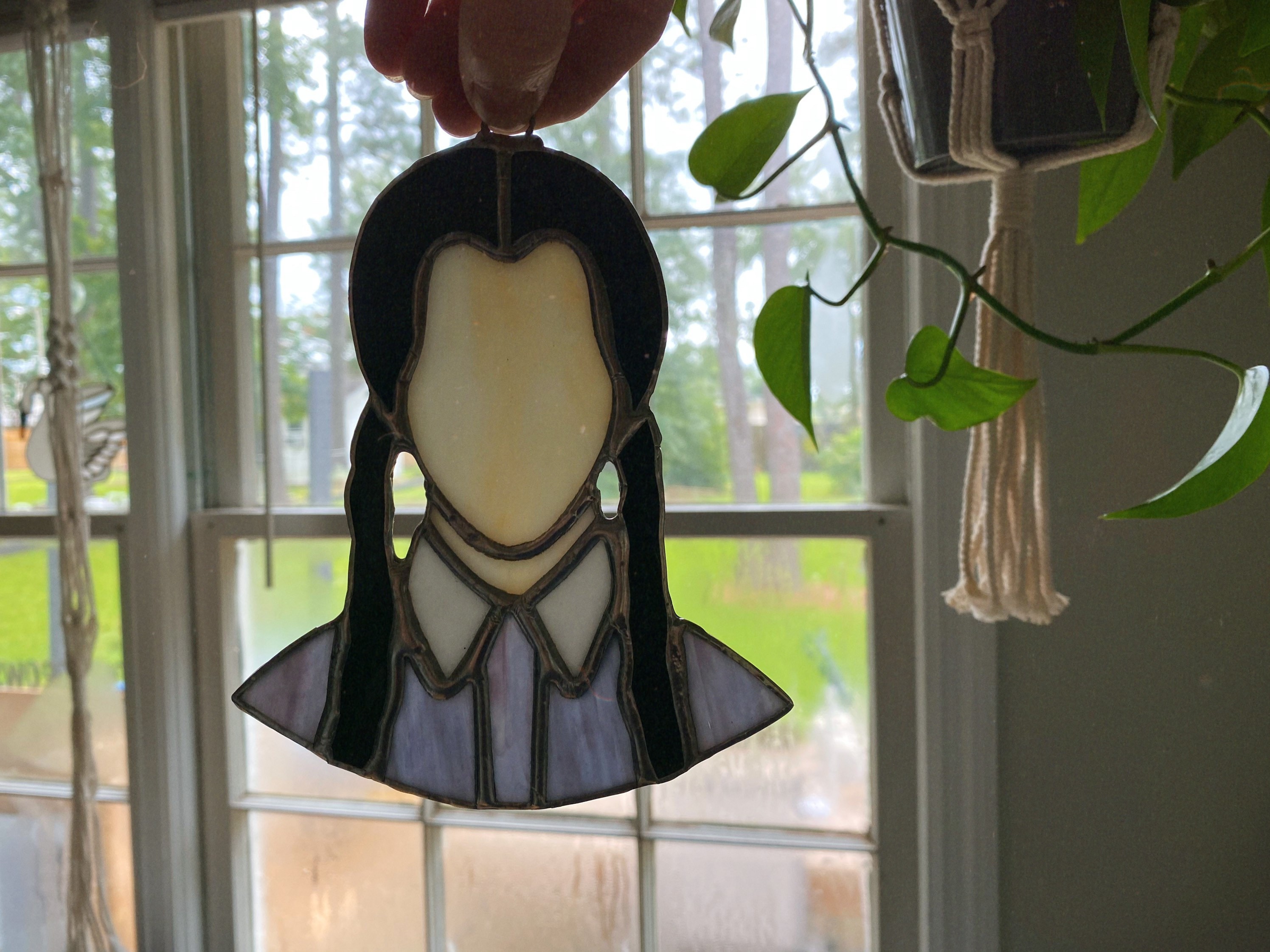 Wednesday Addams Stained Glass Sun Catcher Ornament, Halloween, Spooky ...