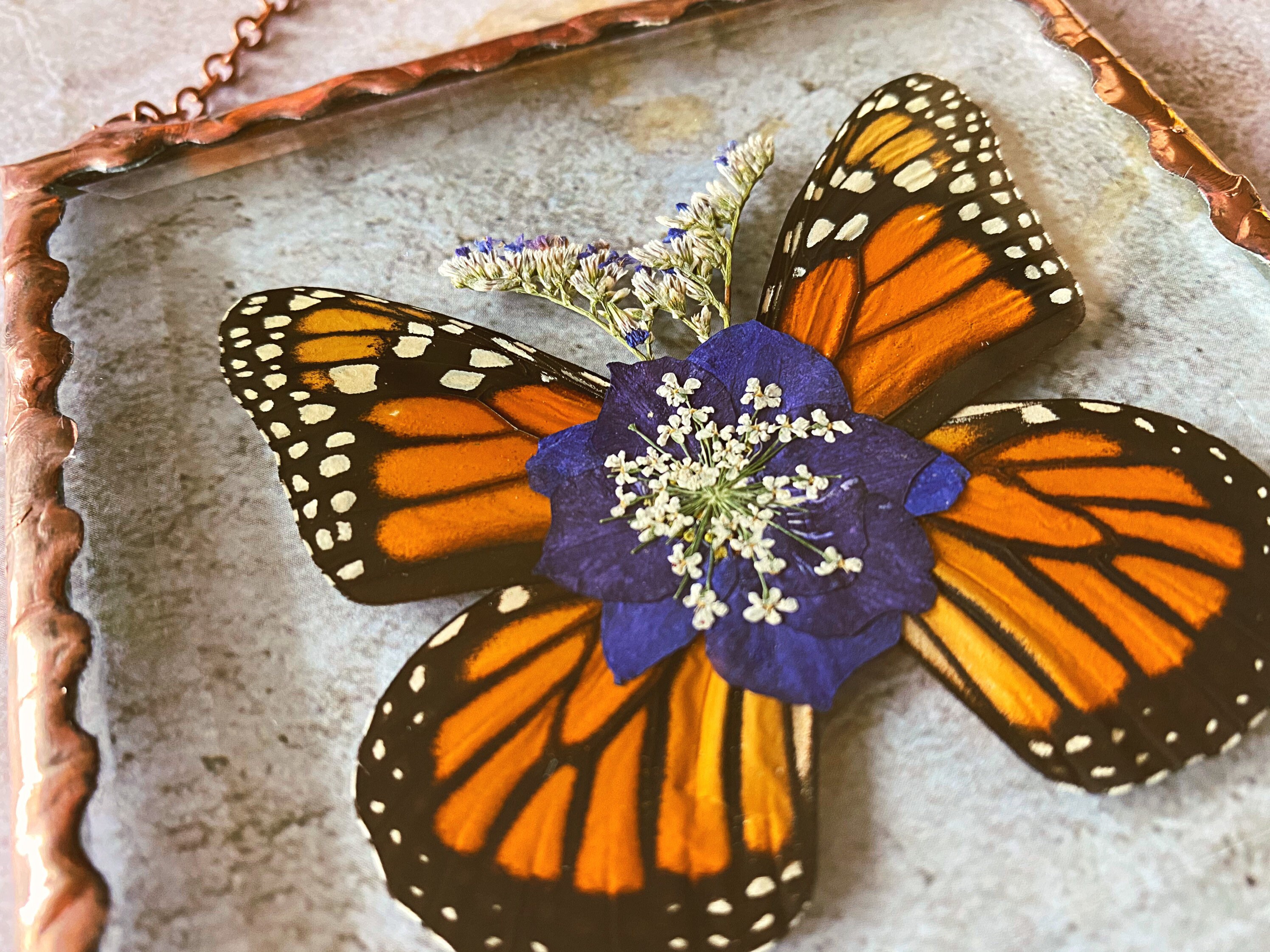 Beautiful Pressed Flower Monarch Butterfly Wings Glass Square - Etsy