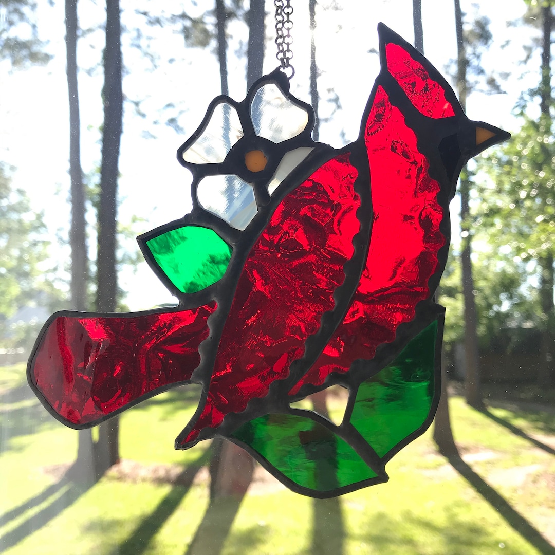Stained Glass Cardinal Bird, Ornament, Decoration, Suncatcher, Gift - Etsy