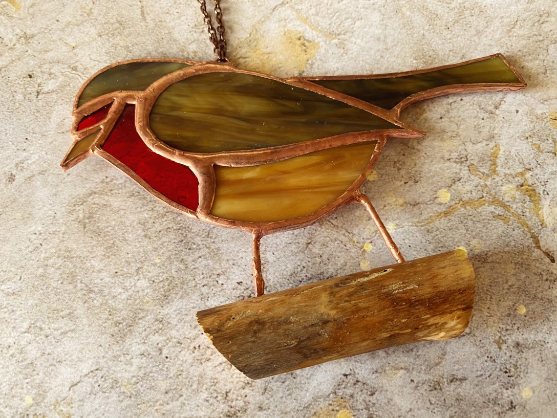Stained Glass Robin Bird Ornament Decoration Suncatcher - Etsy