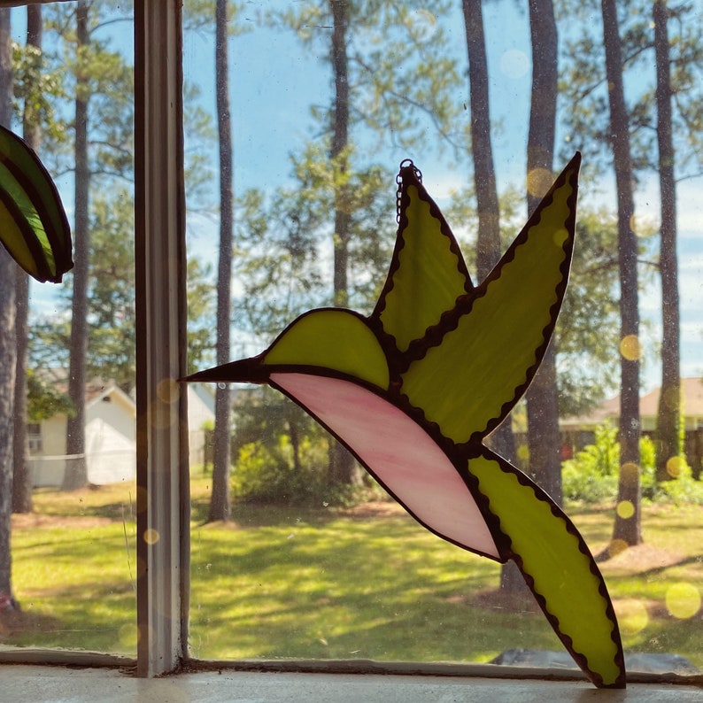 Stained Glass Hummingbird Bird Ornament Decoration | Etsy