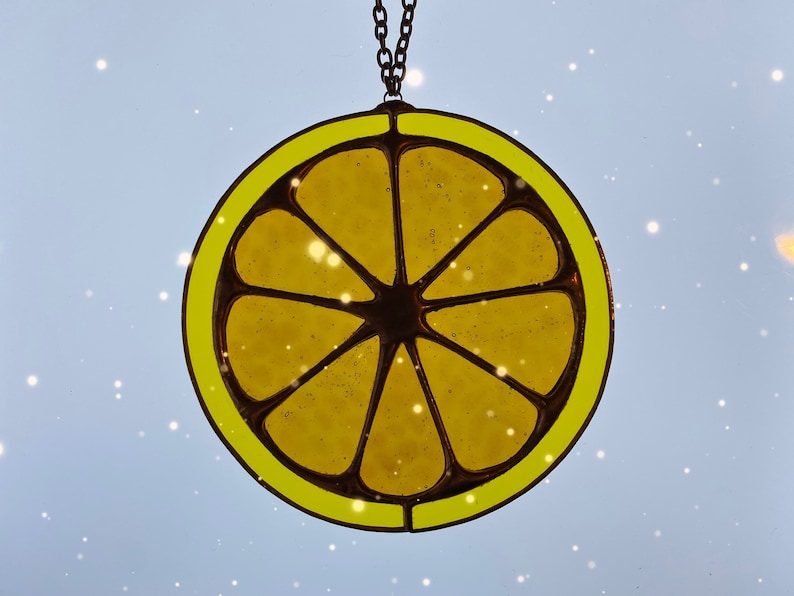 Large Stained Glass Lemon Slice Sun Catcher Ornament Glass | Etsy
