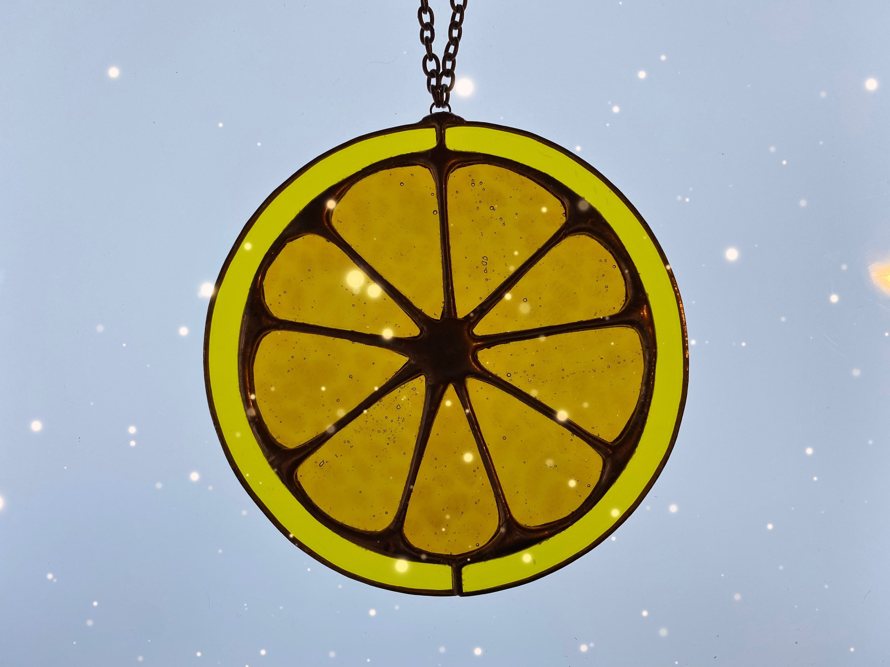 Stained Glass Lemon Slice Suncatcher, Tiffany Method Art - Etsy