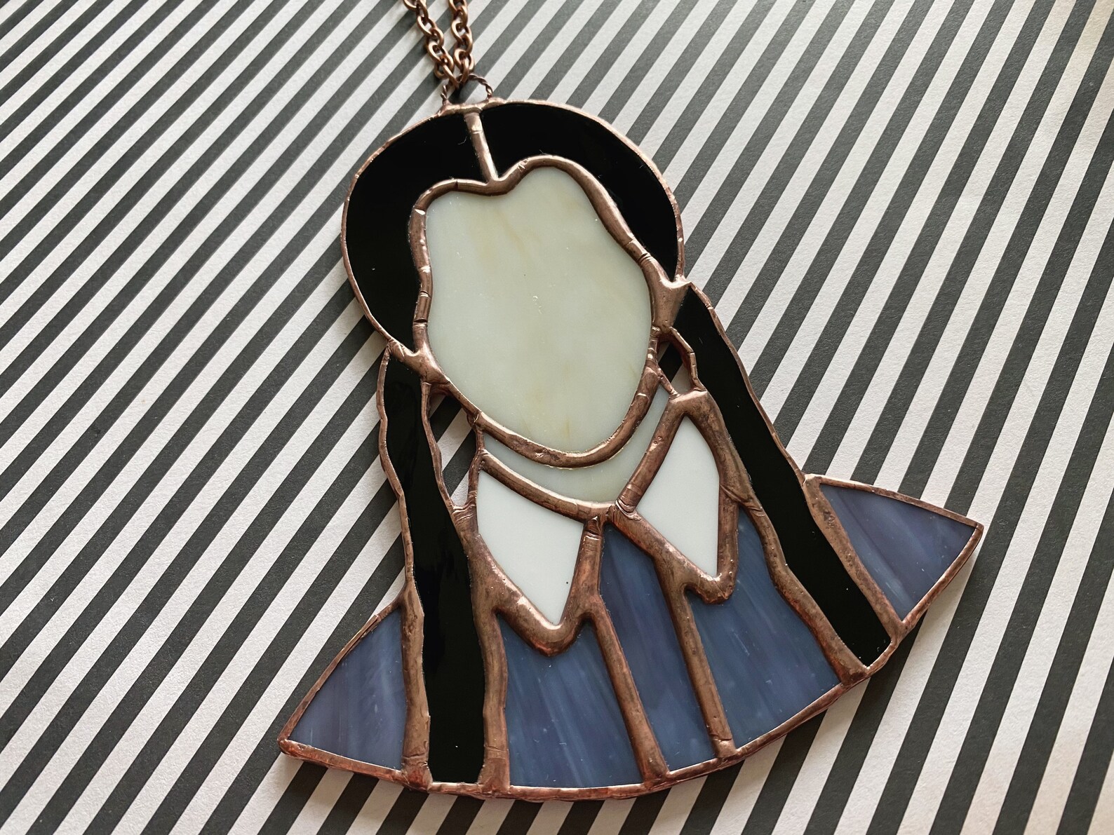 Wednesday Addams Stained Glass Sun Catcher Ornament, Halloween, Spooky ...