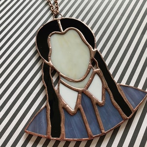 Wednesday Addams Stained Glass Sun Catcher Ornament, Halloween, Spooky ...