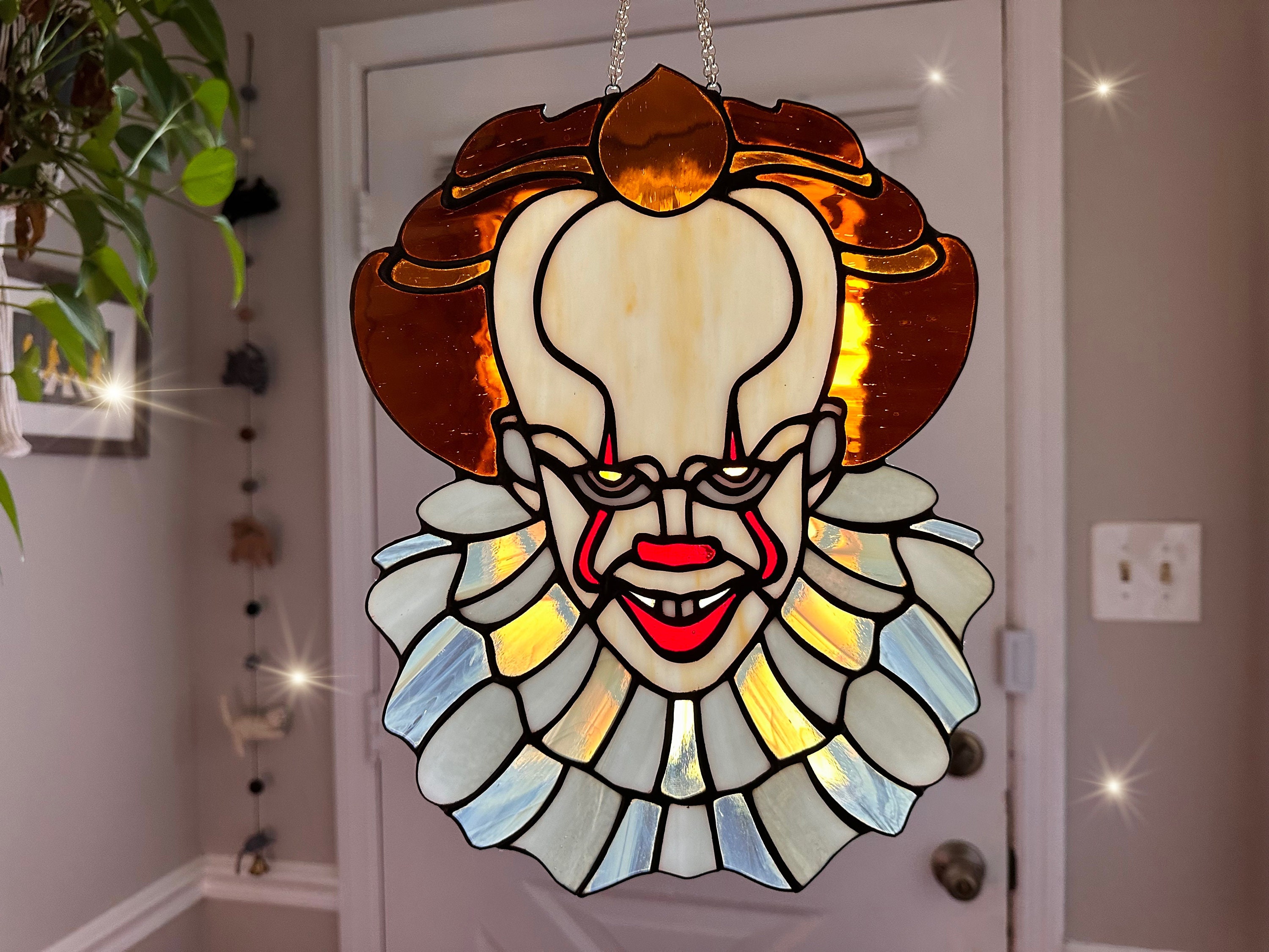 Stained Glass Pennywise Clown Sun Catcher, Glass Ornament, Glass Decor ...