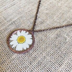 Real Daisy Stained Glass Necklace, Choice of Chain Length - Vintage ...