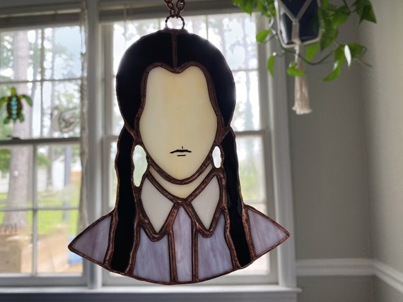 Wednesday Addams Stained Glass Sun Catcher Ornament - Etsy