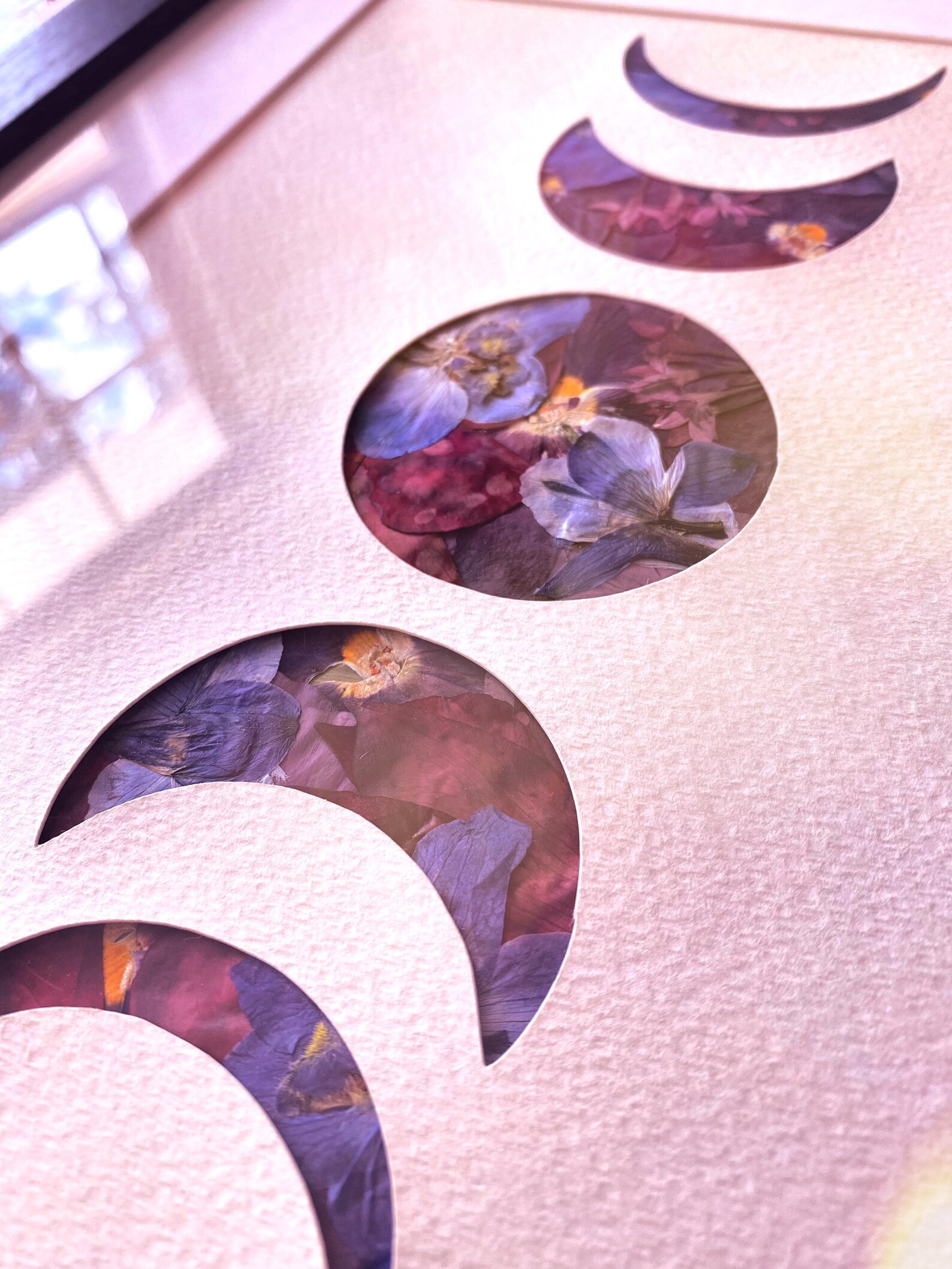 Pressed Flower Moon Phases Framed Artwork Vertical or Horizontal Layout ...