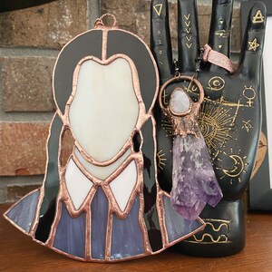 Wednesday Addams Stained Glass Sun Catcher Ornament, Halloween, Spooky ...