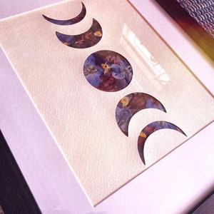 Pressed Flower Moon Phases Framed Artwork Vertical or Horizontal Layout ...