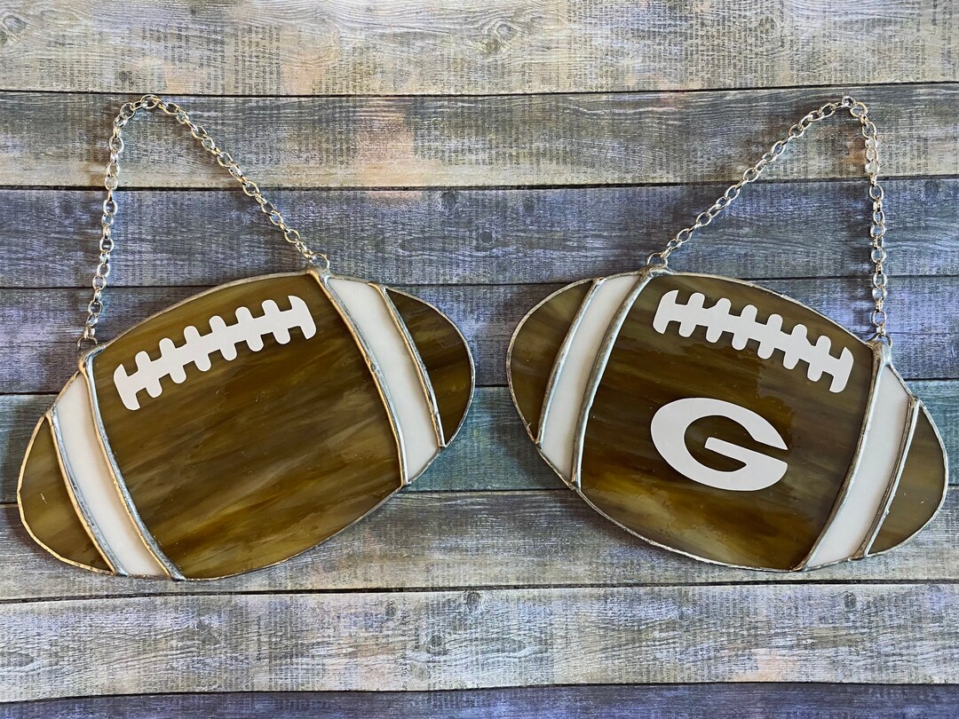 Stained Glass Football Ornament: Custom Team Logo, Sports Gift - Etsy