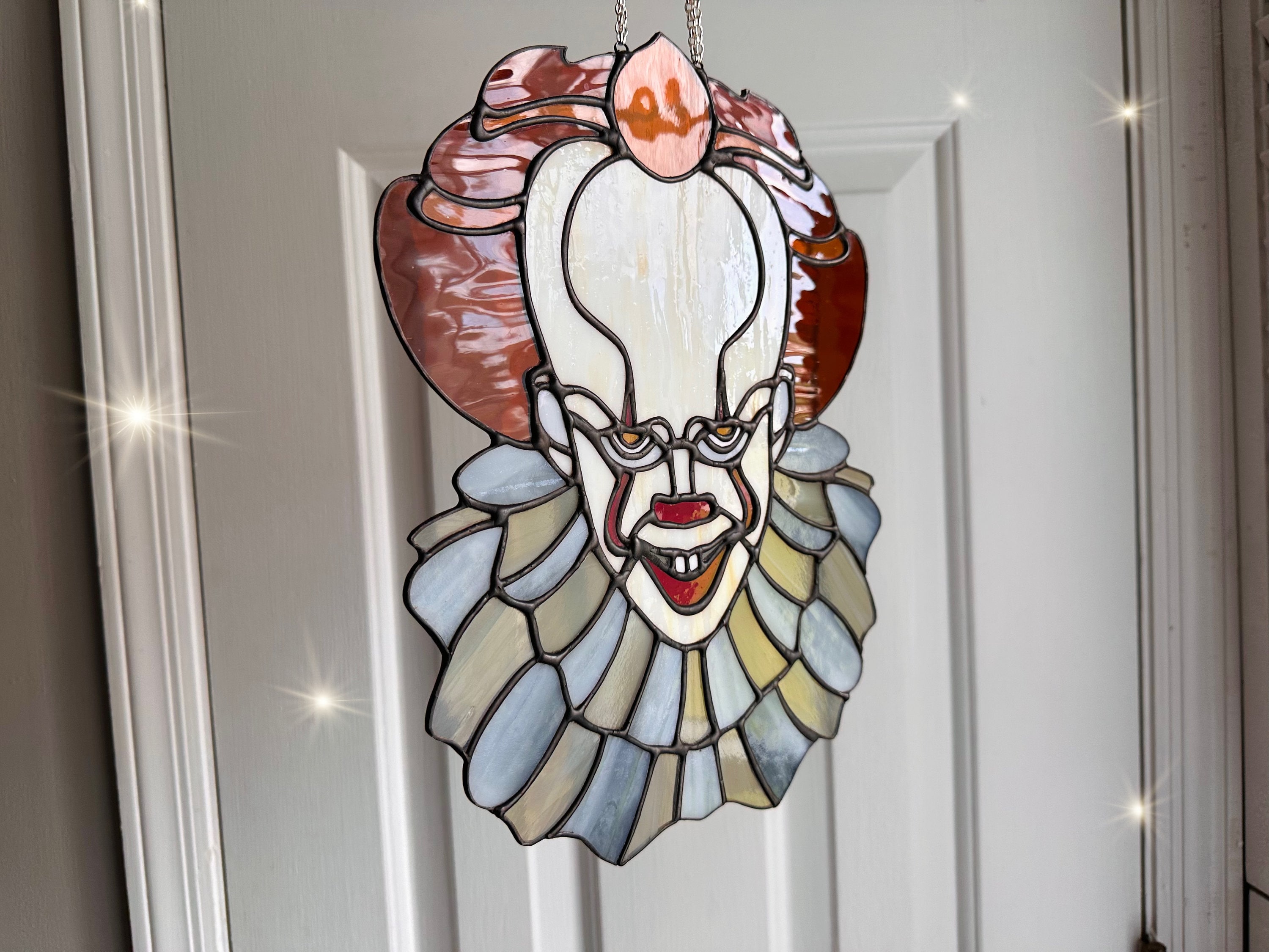 Stained Glass Pennywise Clown Sun Catcher, Glass Ornament, Glass Decor ...