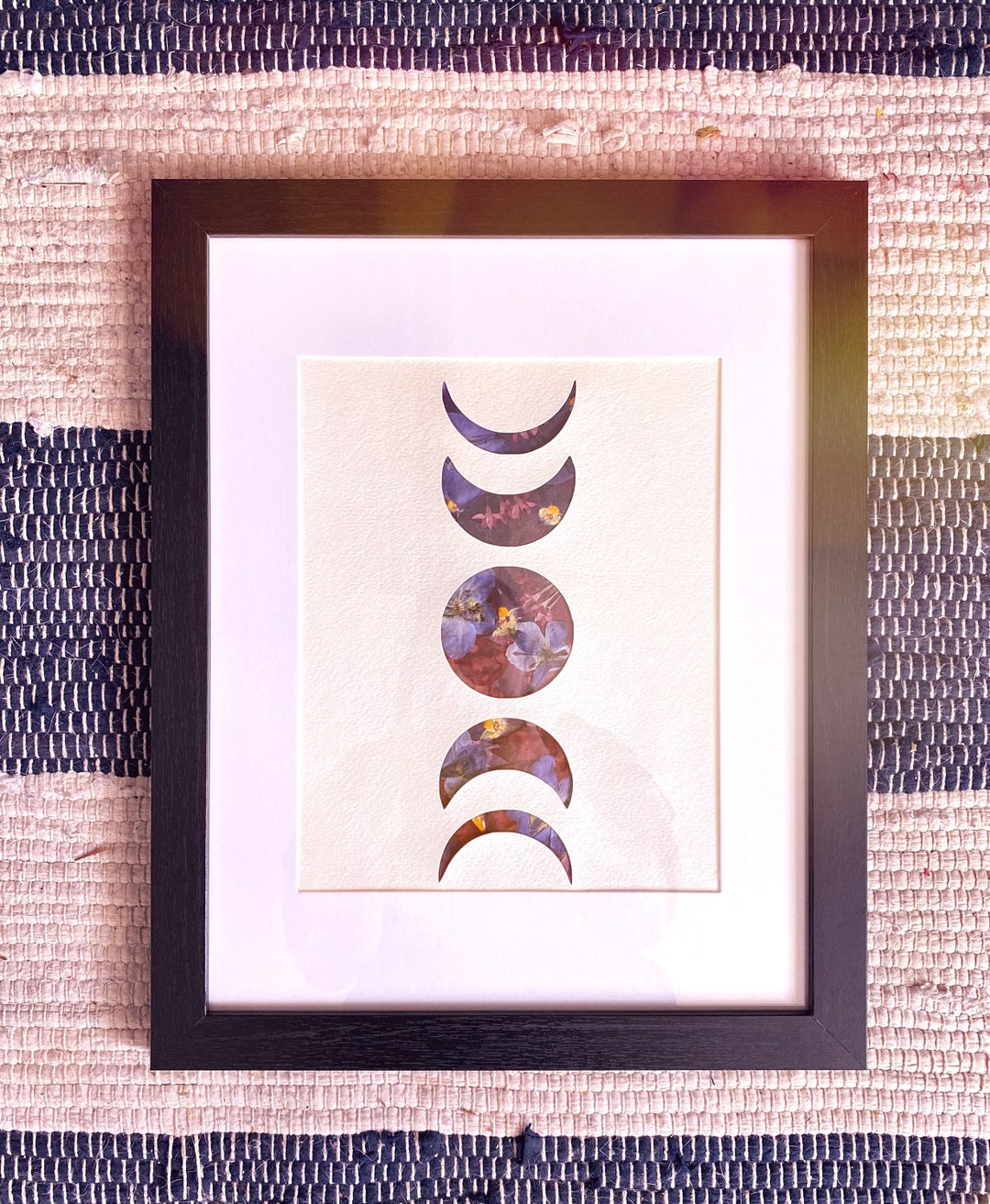Pressed Flower Moon Phases Framed Artwork Vertical or Horizontal Layout ...