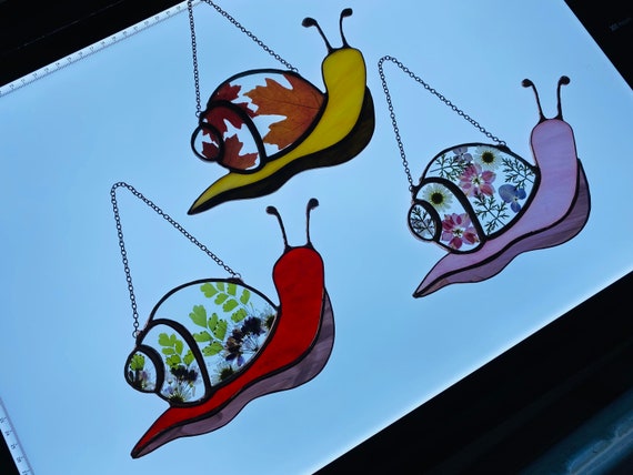 Stained Glass Snail Pattern Snail Stained Glass Window Hanging | Urban