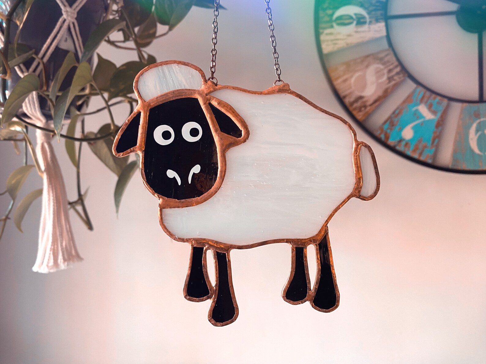 Stained Glass Sheep Lamb, Ornament, Decoration, Suncatcher, Gift White ...